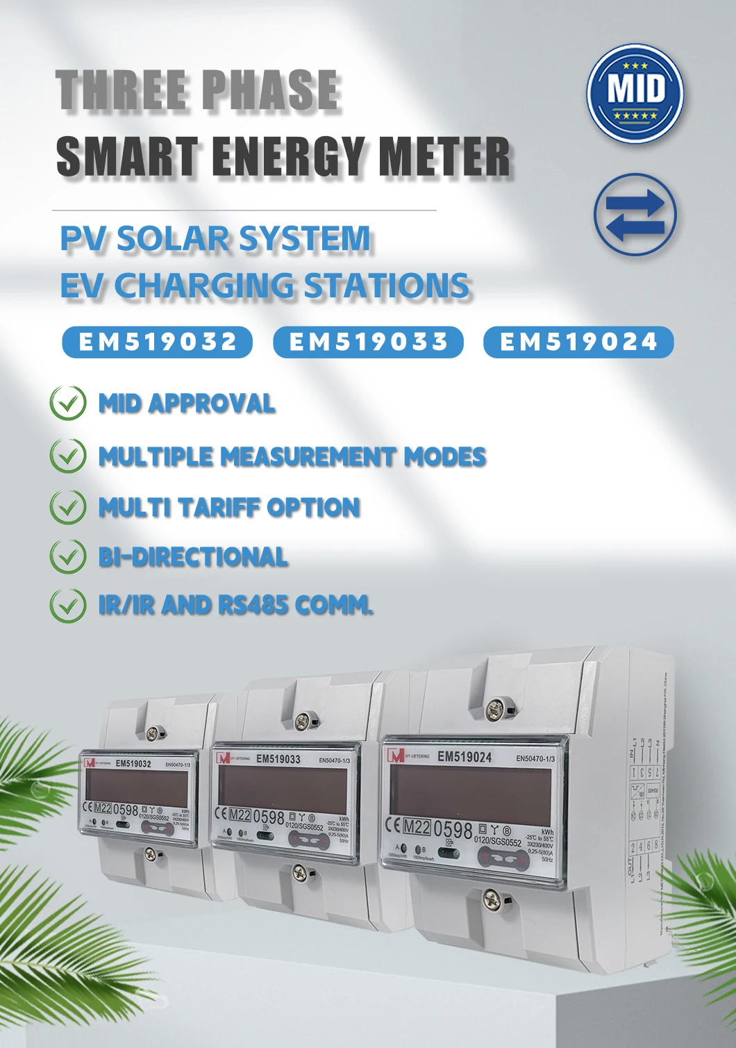 Three Phase Din Rail Meter Ev Charging Station Smart Energy Meter ...