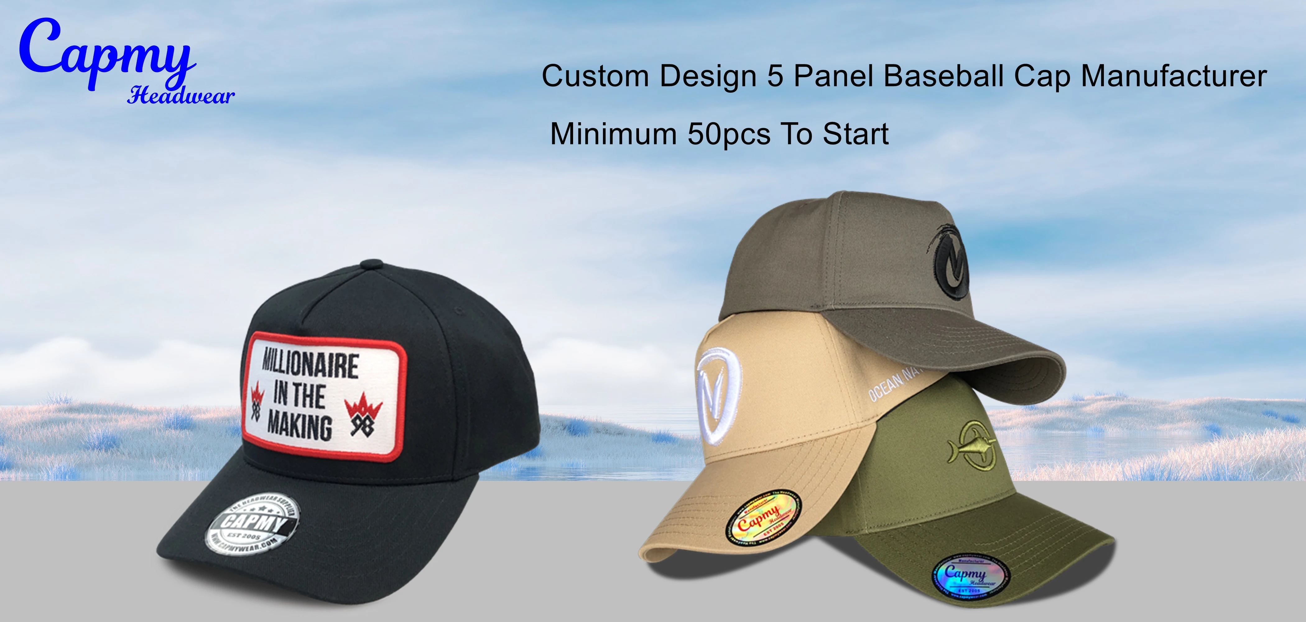 Customized Design Cotton 3d Embroidery 5 Panel A Frame Cap New Blank ...