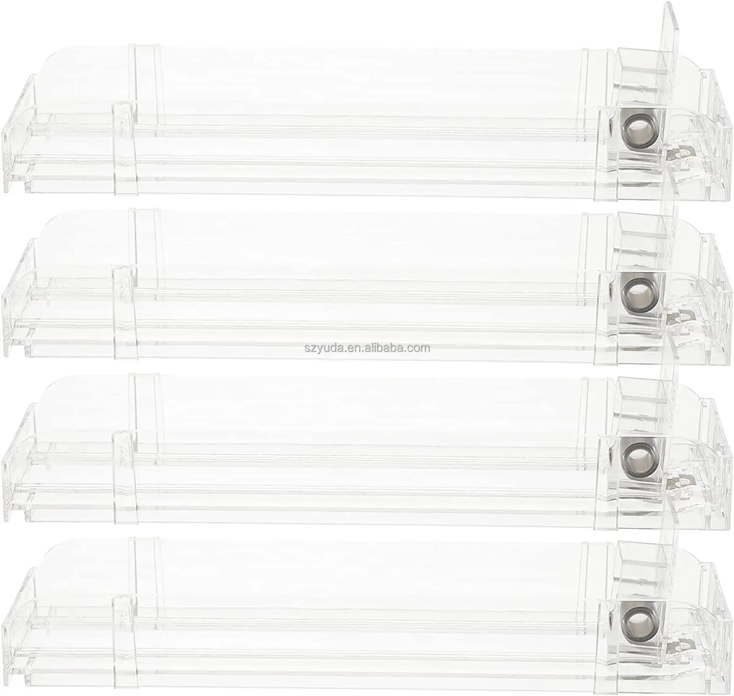 Acrylic Spring Shelf Pushers System - Adjustable & Versatile