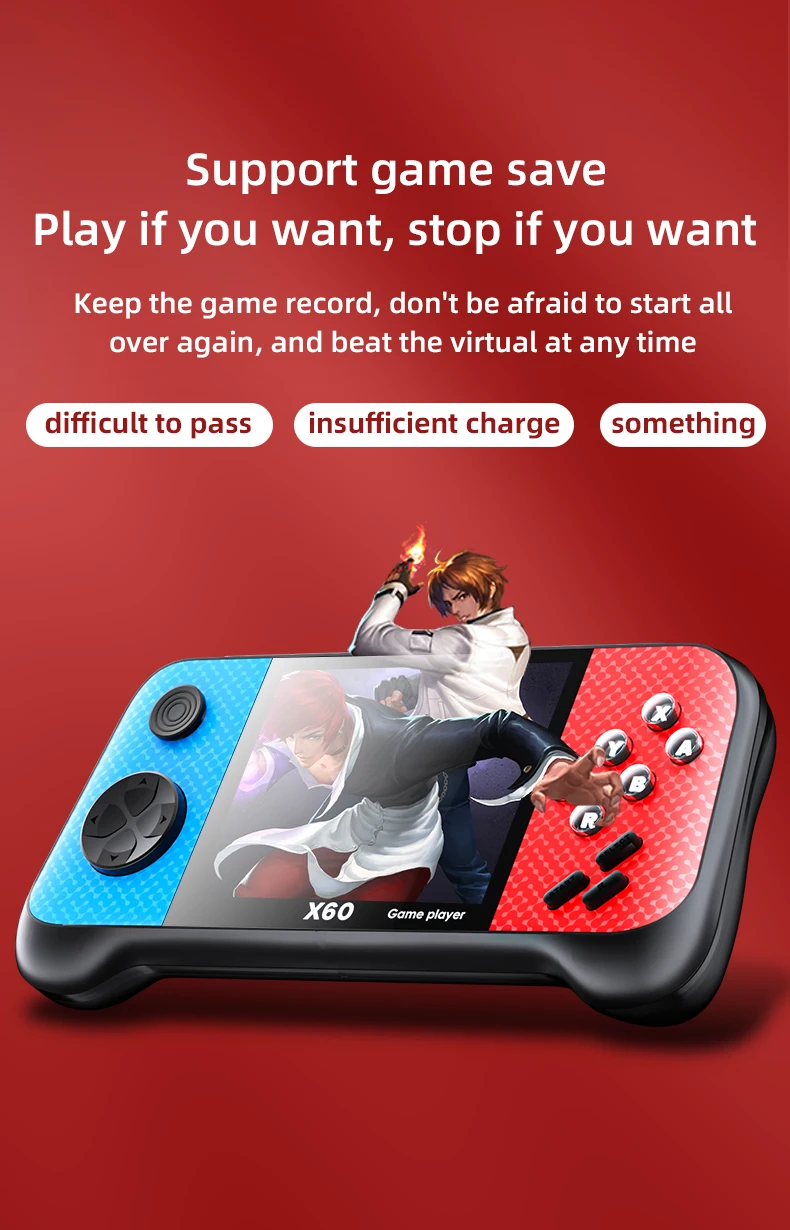 X60 Portable Game Console,Support Tv Out Built-in 6800 Games Box ...