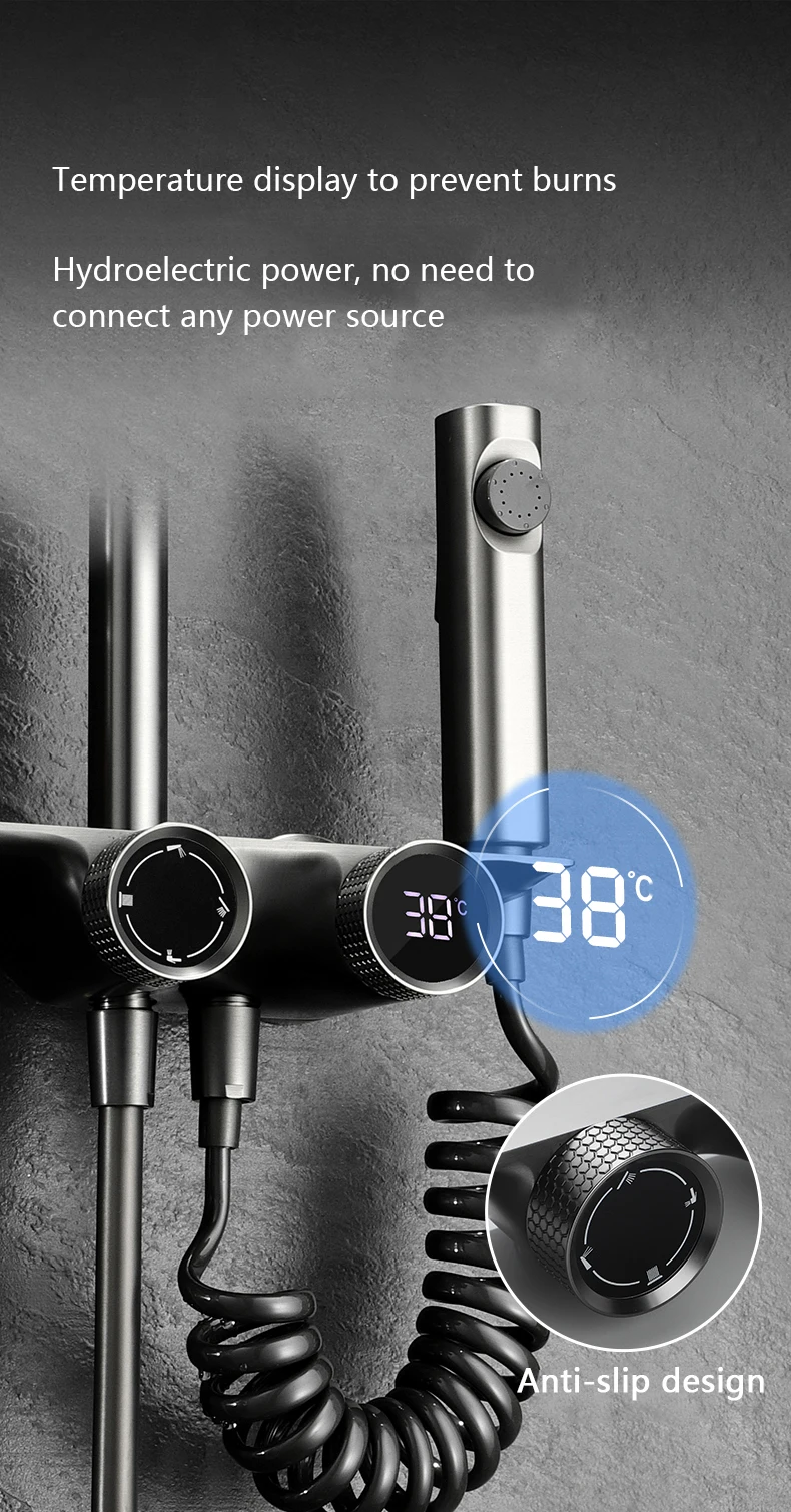 Modern Luxury Brass 4 Function Shower Set With Waterfall Control Knob ...