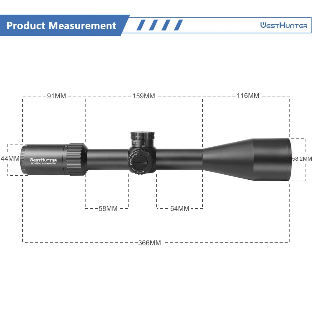 WestHunter HD GEN2 6-24x50 FFP Hunting Scopes Zero Reset Lockable ...