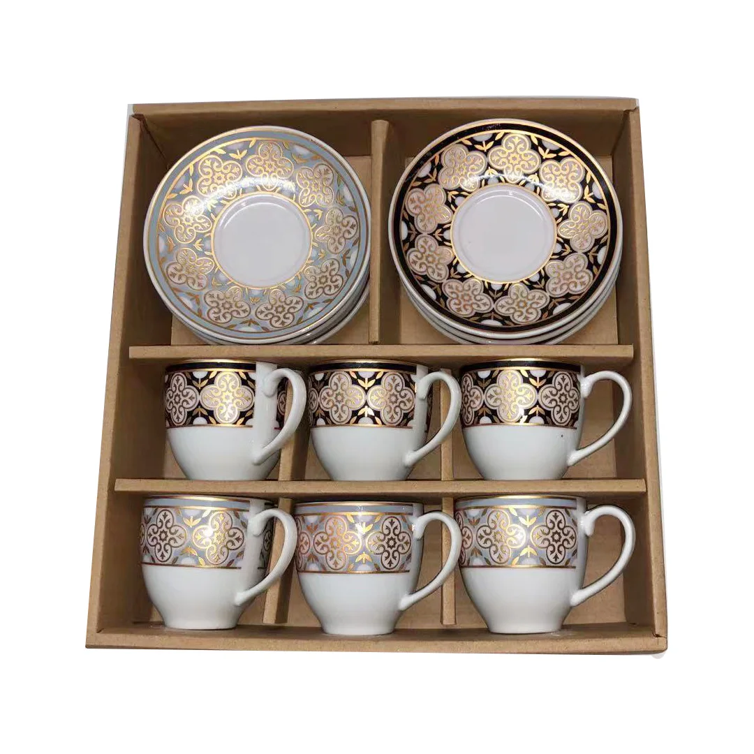 Small Porcelain Arab Gold Coffee Cups and Saucers 6pcs Turkish Espresso ...
