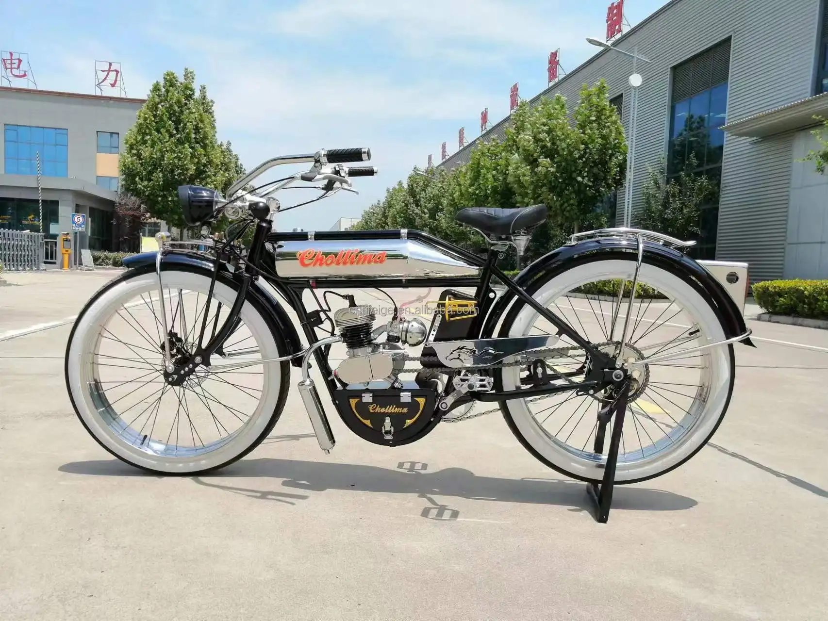 Gasoline Motorized Bicycle with Soft-tail Frame & Disc Brake