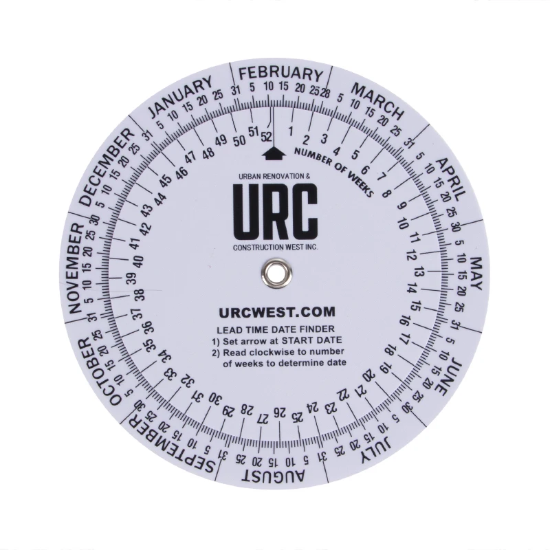 Plastic Rulers Custom Imprinted White Gloss Vinyl Date Finder