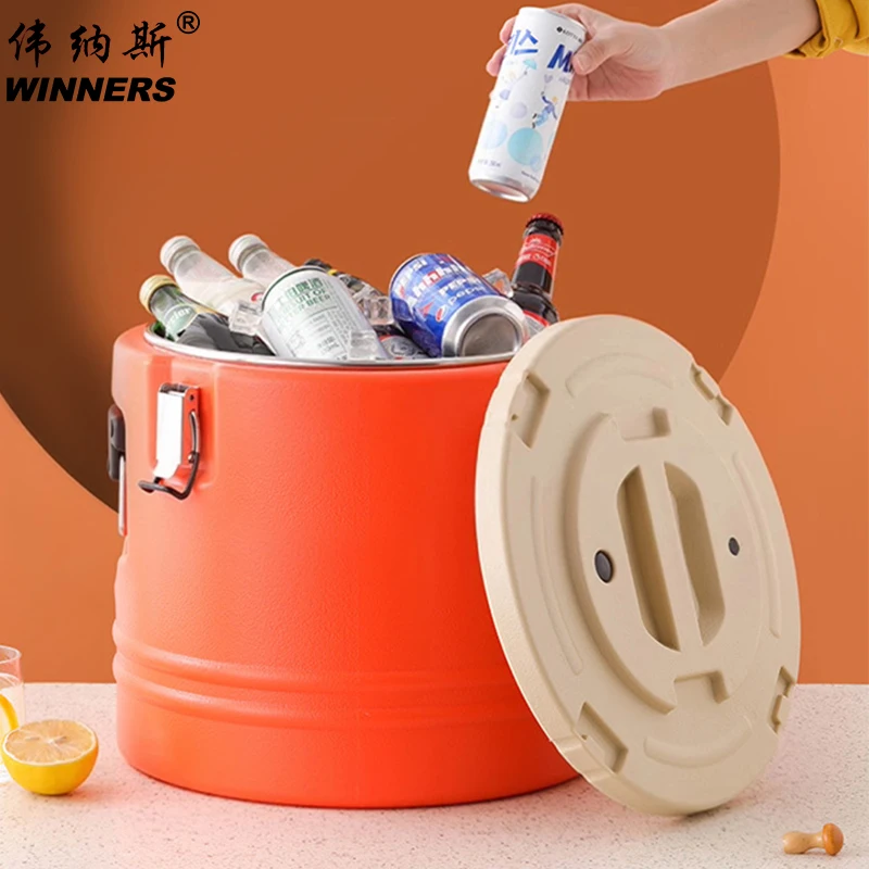 WINNERS 50L large insulated ice barrel double wall stainless steel heat ...