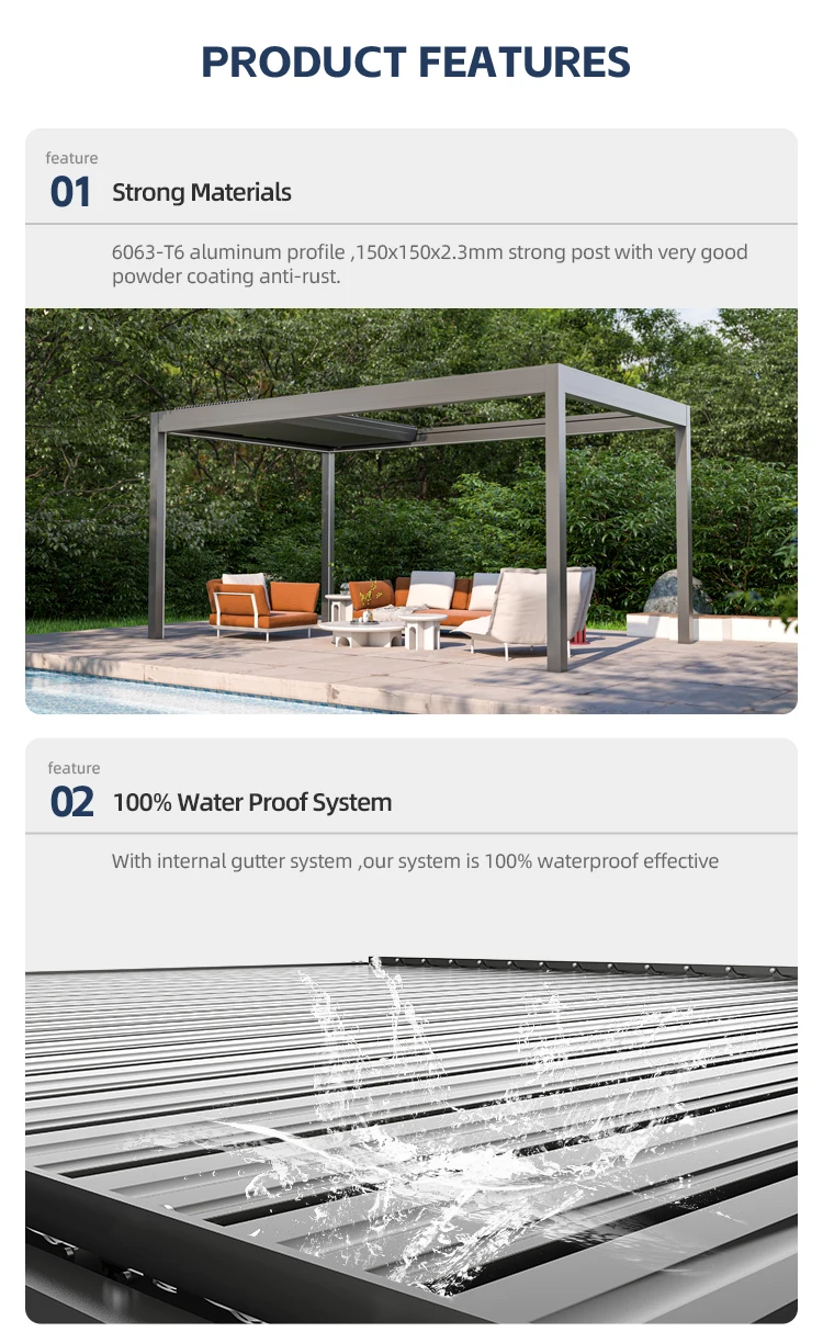 Custom Made Aluminum Pergola Outdoor Canopy Terrace Roof Panel with ...