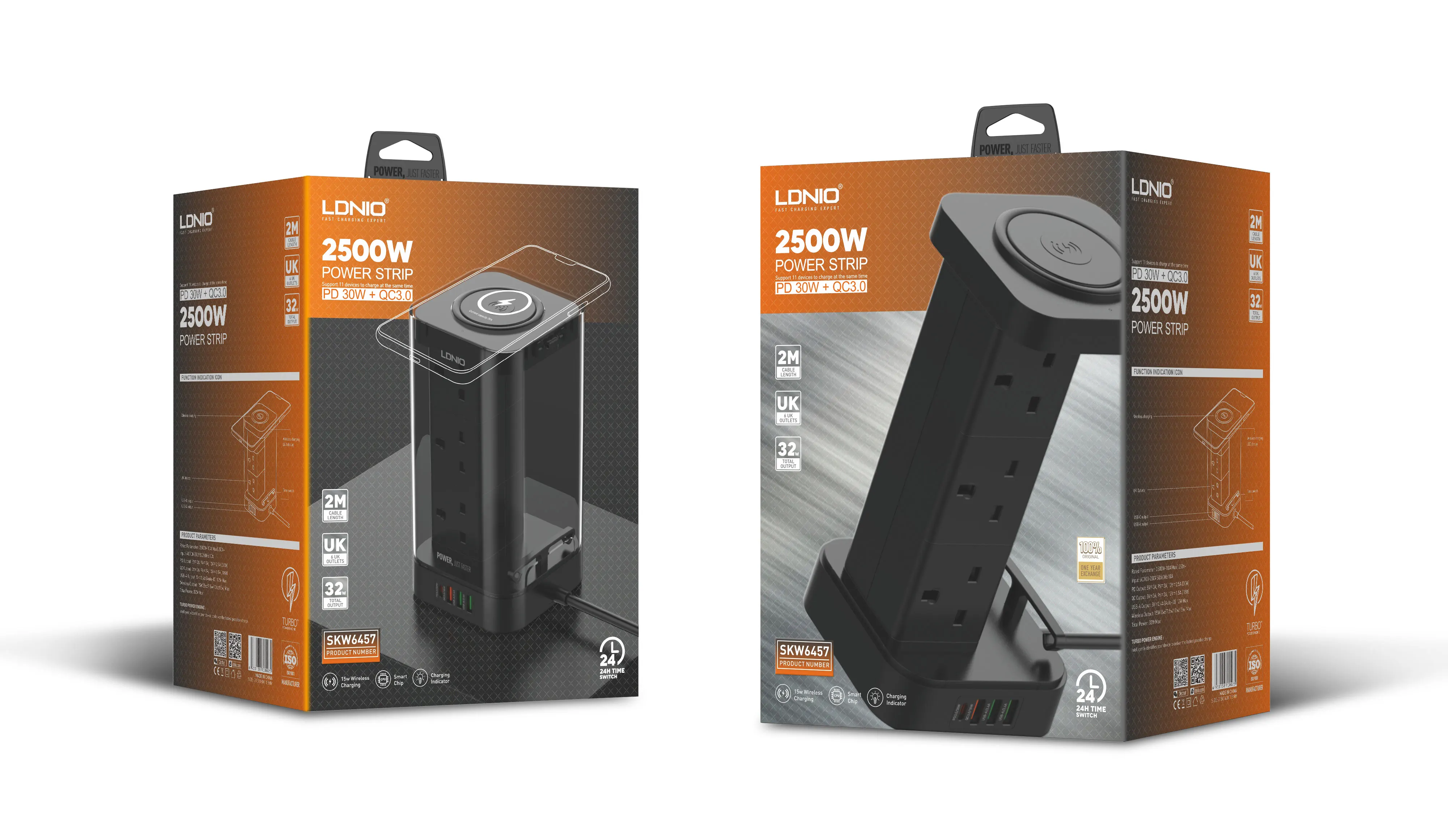 Ldnio Skw6457 Uk Power Strip 6 Outlet Usb Tower Extension Power Socket ...