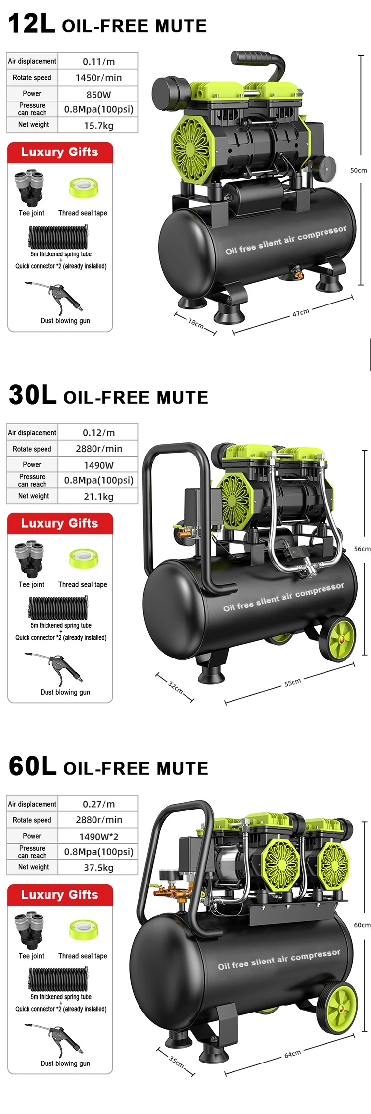 Industrial High Pressure Piston Air Compressor Machine 220v Mini Mobile ...