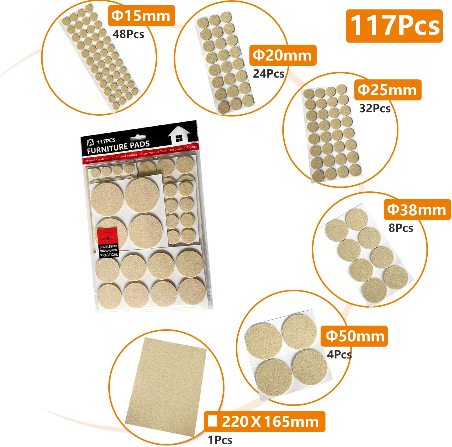 Desk And Chair Leg Sticker Antiskid Protection Floor Mat Felt Pad Anti ...