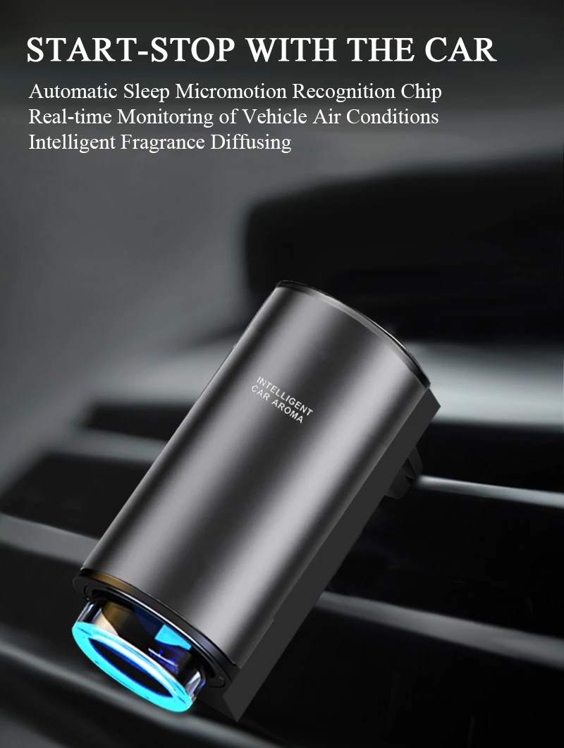 Rechargeable Car Air Purifier Waterless Essential Oil Alloy Car Vent ...
