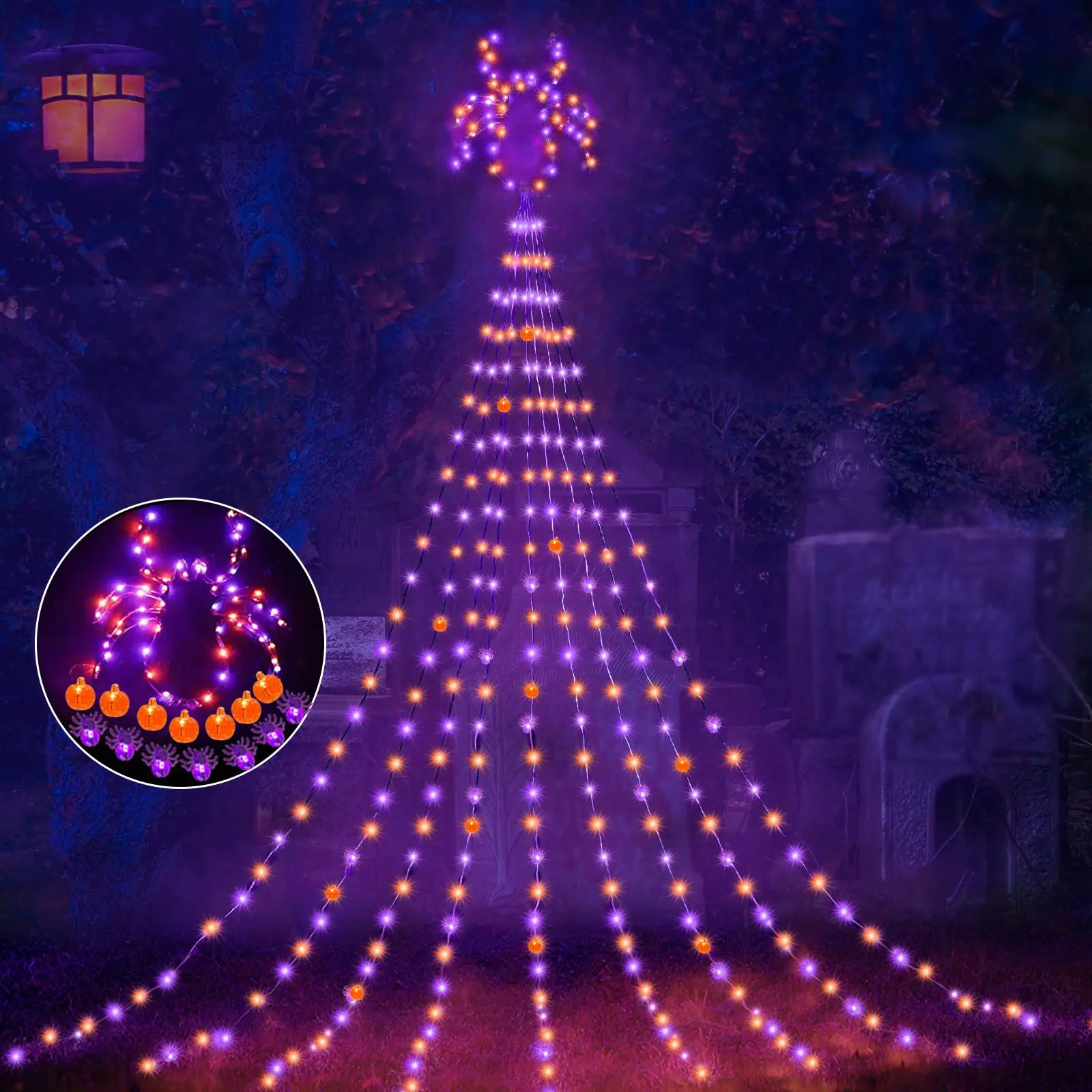 8 Lighting Modes 272 Led Purple Orange Waterfall Tree String Lights ...