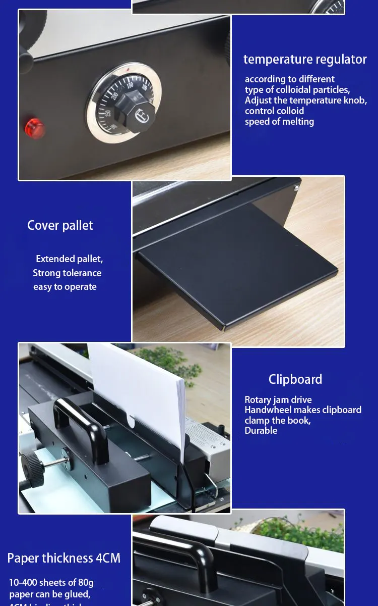 40a Desktop A4 Size Manual Hot Melt Glue Book Binding Machines Electric Power Manual Glue Binder ...