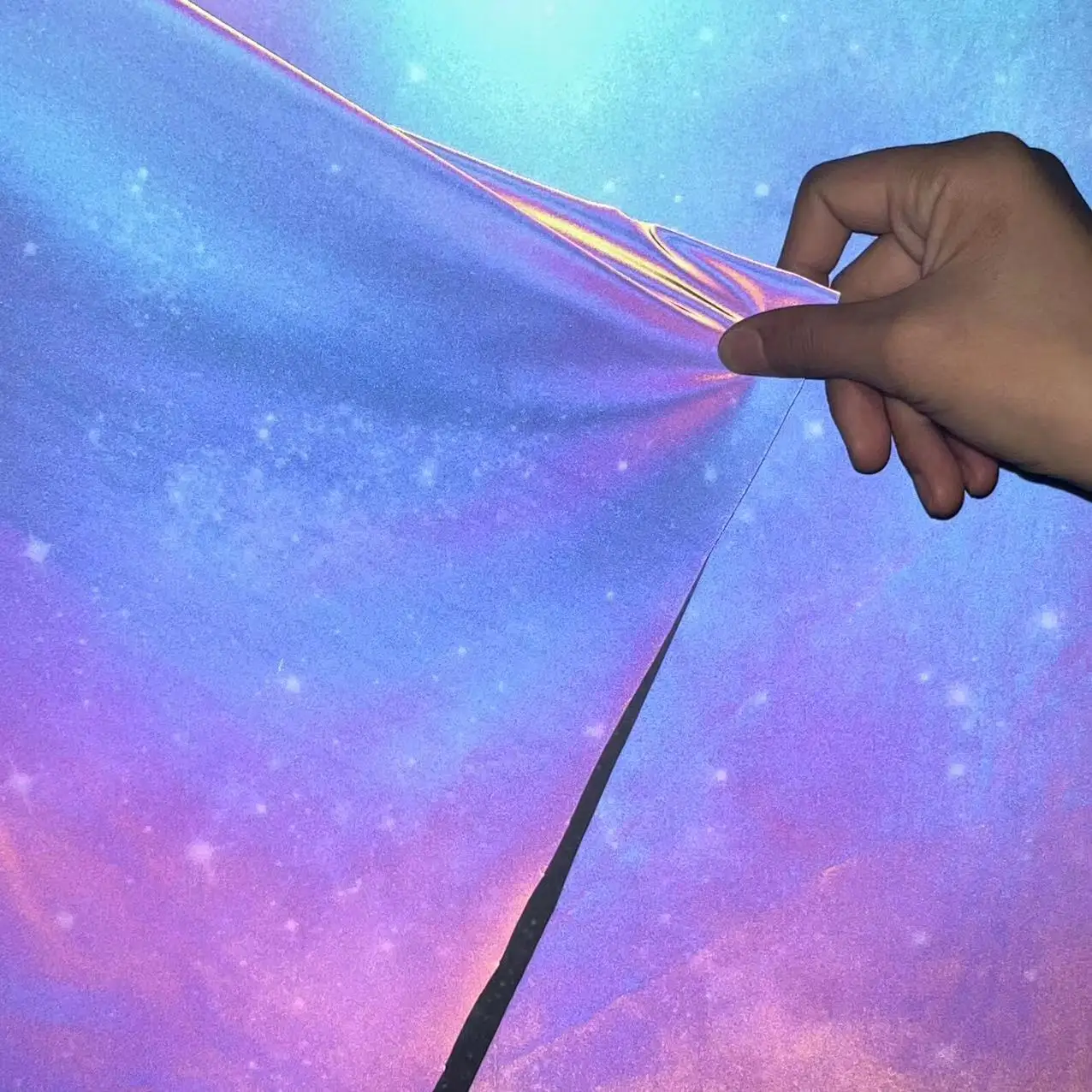 cheap 1.4m width 100% polyester holographic iridescent rainbow ...