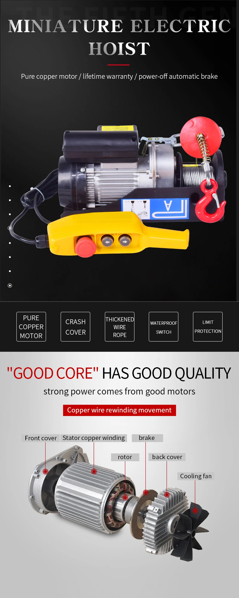 Lift Electric Wire Rope Hoist Fixed Small Electric Lifting Hoist Crane ...