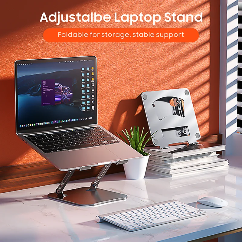 Adjustable Ergonomic Laptop Stand - Carbon Steel & Foldable