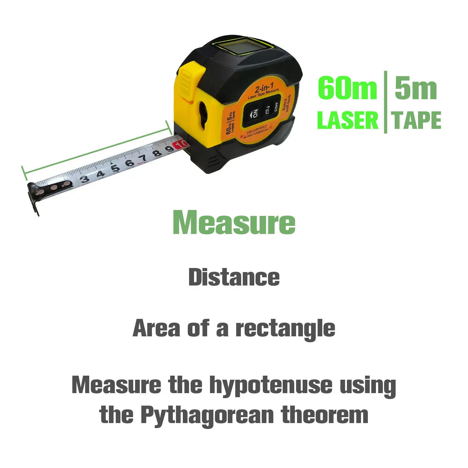2 - in - 1 Tape Measure & Laser Measuring Instrument, with Voice ...