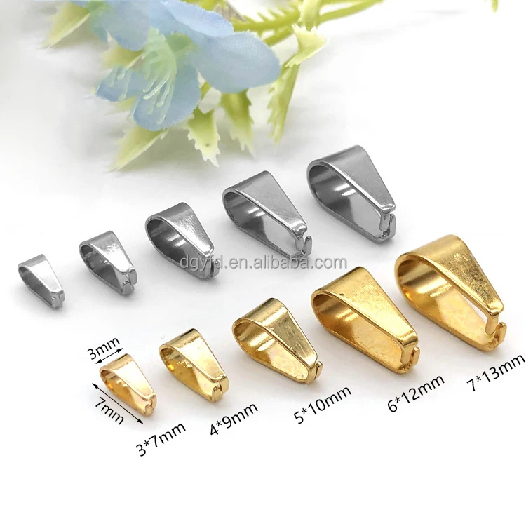 Stainless Steel Pinch Bail Gold Silver Snap Open Bail, Pendant Clips ...