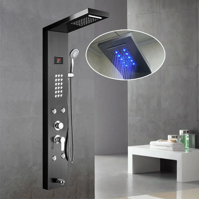 Black hydro temperature indicator, light-emitting diode bathroom, wall ...