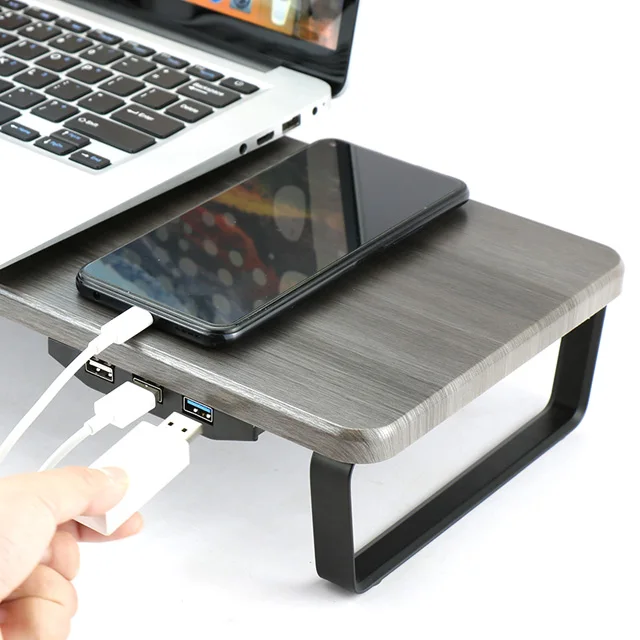 USB HUB Computer Monitor Stand Riser with Aluminum Feet for Computer ...