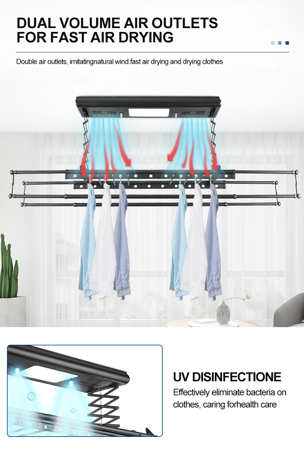 Low Price Retractable Electric Laundry Rack Clothes Drying Ceiling ...