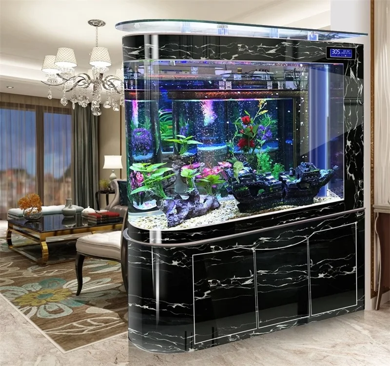 Aluminum Alloy Vertical Fish Tank Rimless Led Lamps Glass Aquarium ...