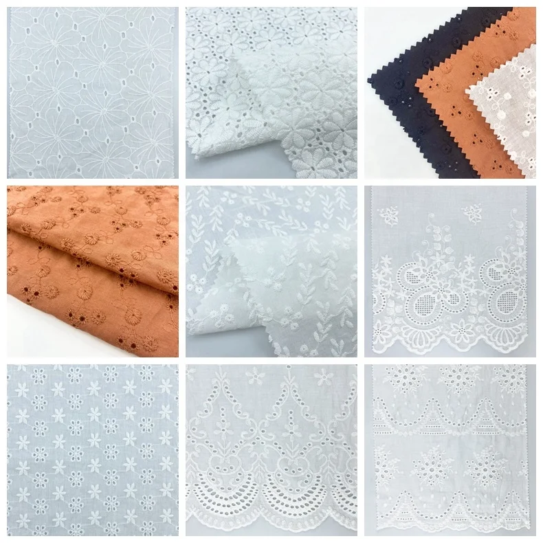White Woven 60s*60s 90*88 Flower Trim Austrian Lace Swiss Voile Border ...