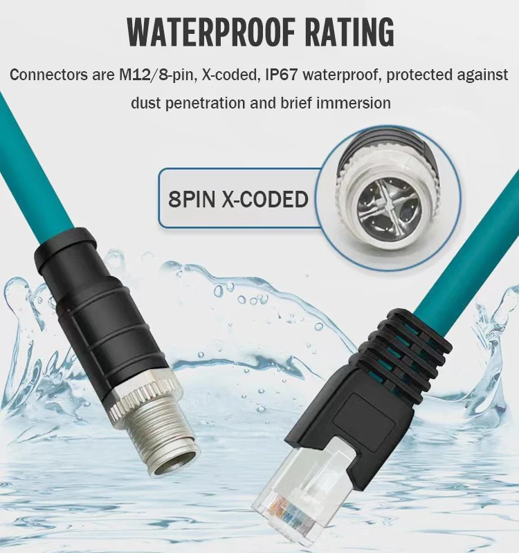 M12 X-coded 8pin To Rj45 Gigabit Ethernet Interface Cat6 Shielded Cable ...