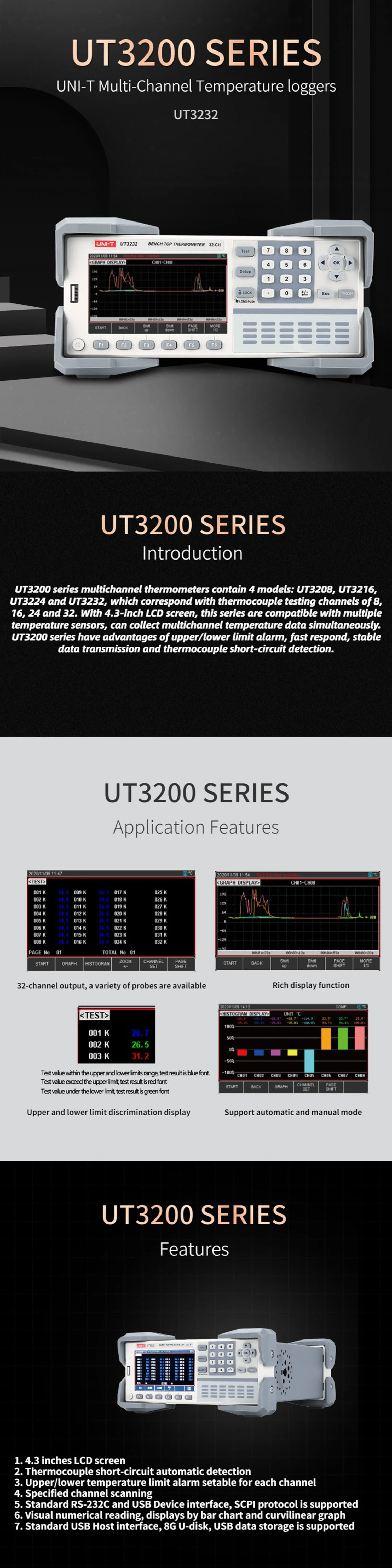 UNI-T UT3208 Multi-Channel Temperature Tester - 8-Channel Logger