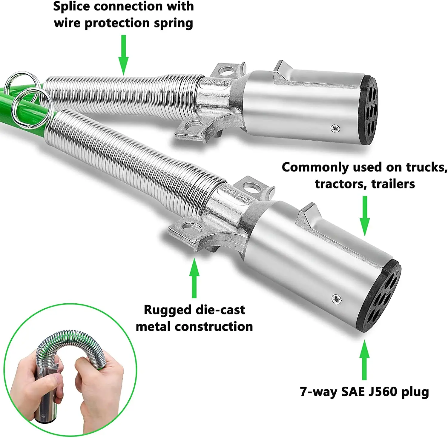 7 Pin Trailer Connector Cables,Abs 15ft Trailer Electrical Cable 7 Core ...
