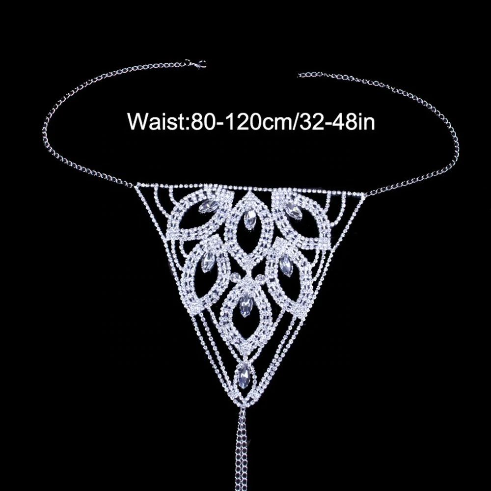 Sexy Fun Nightclub Beach Bikini Rhinestone Crystal Underwear Set Thong
