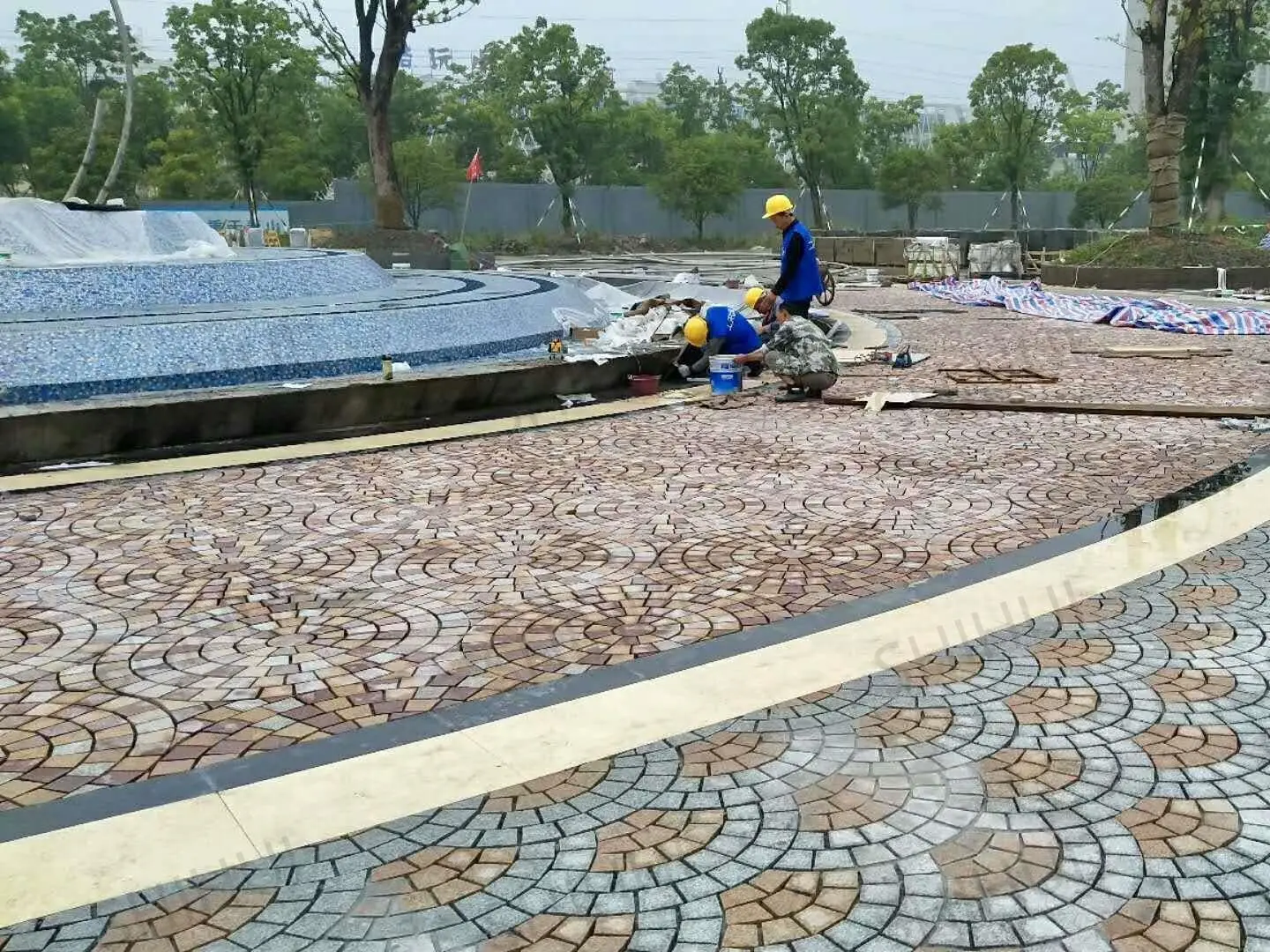 SHIHUI Outdoor Garden Natural Stone Mixed Granite Circular Pattern ...