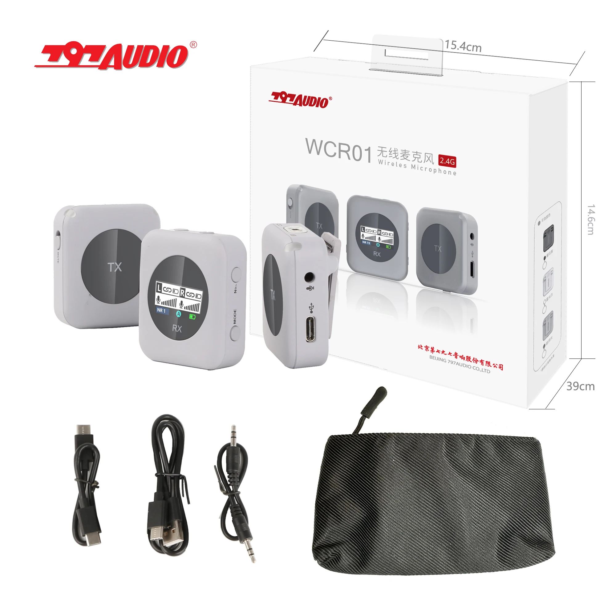 797AUDIO AWCR01 Professional Interview Video Podcast Vlog YouTube Lapel Collar Mic 2.4G Digital ...