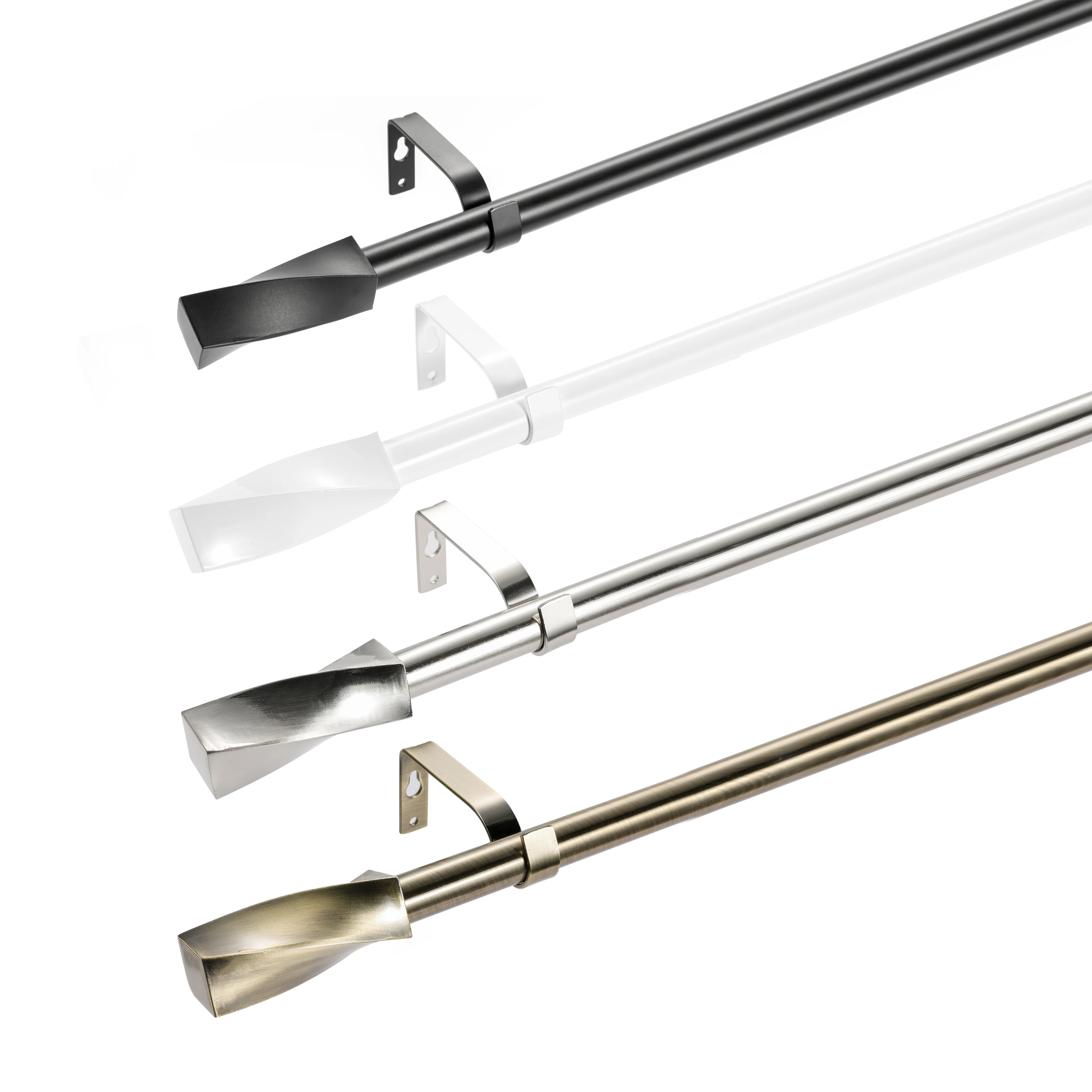 Twisted Cuboid Curtain Rod Head Metal Curtain Rod Set for Home Decor ...