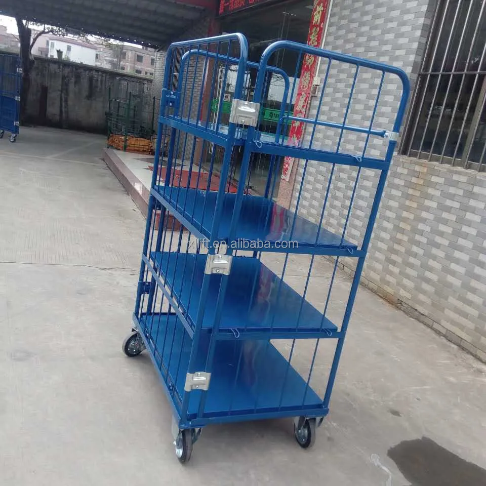 Warehouse Supermarket Industry 3 Sided Cargo Storage Folding Nestable ...