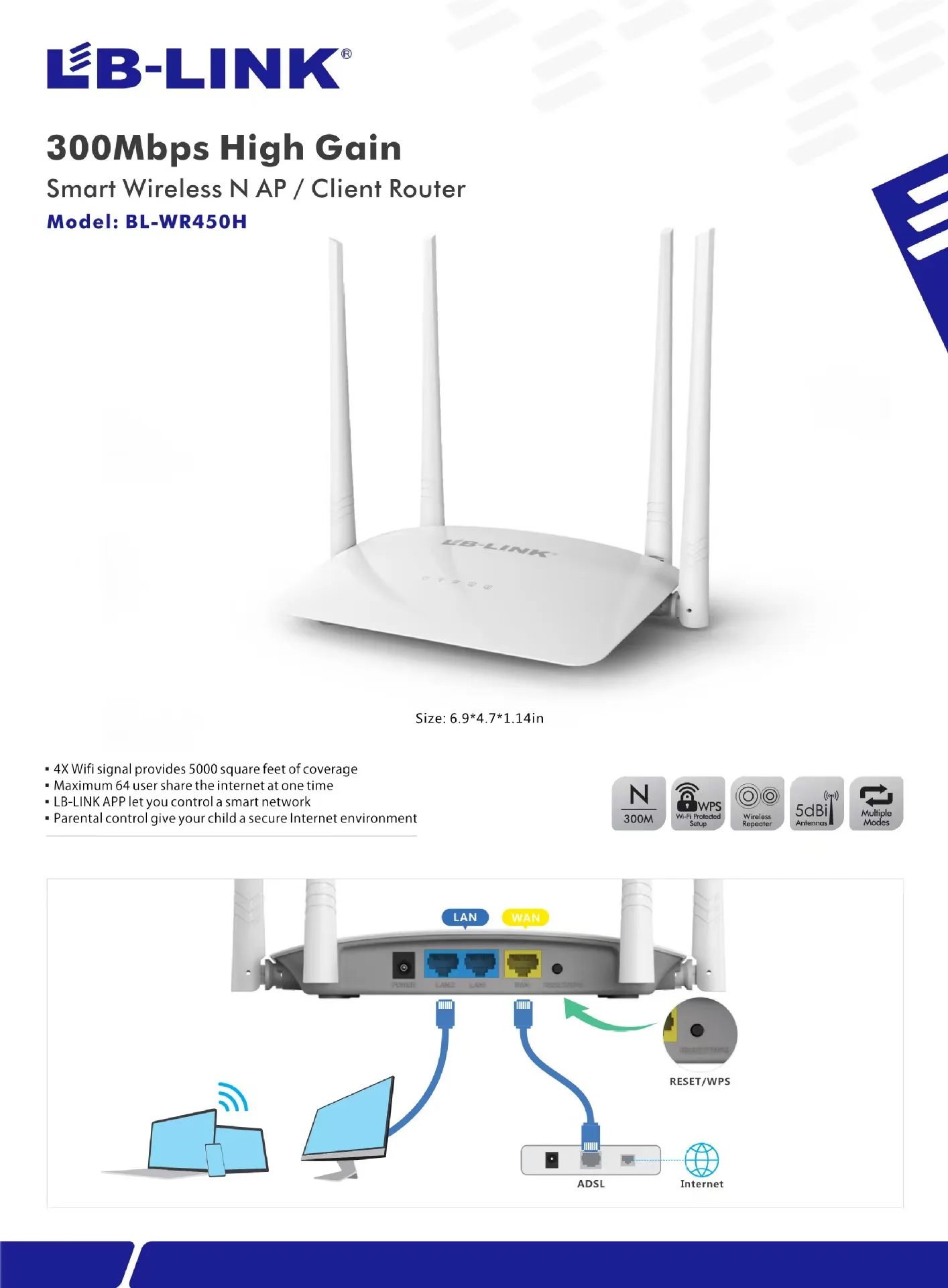Lb 링크 무선 와이파이 모뎀 라우터 300mbps Lb-link Bl-cpe450h 300mbps 4 안테나 4g Lte ...