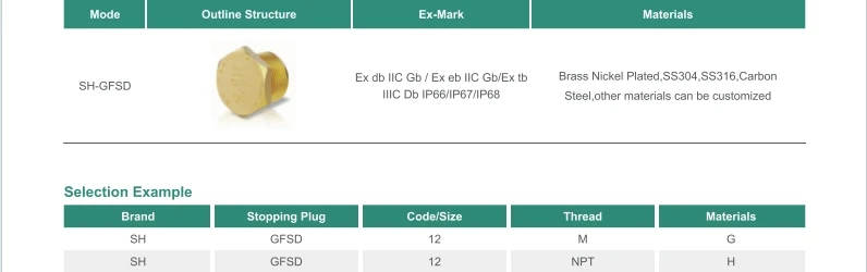 Atex Eac Iec Certificated Stopping Plug Explosion-proof Metal Brass ...