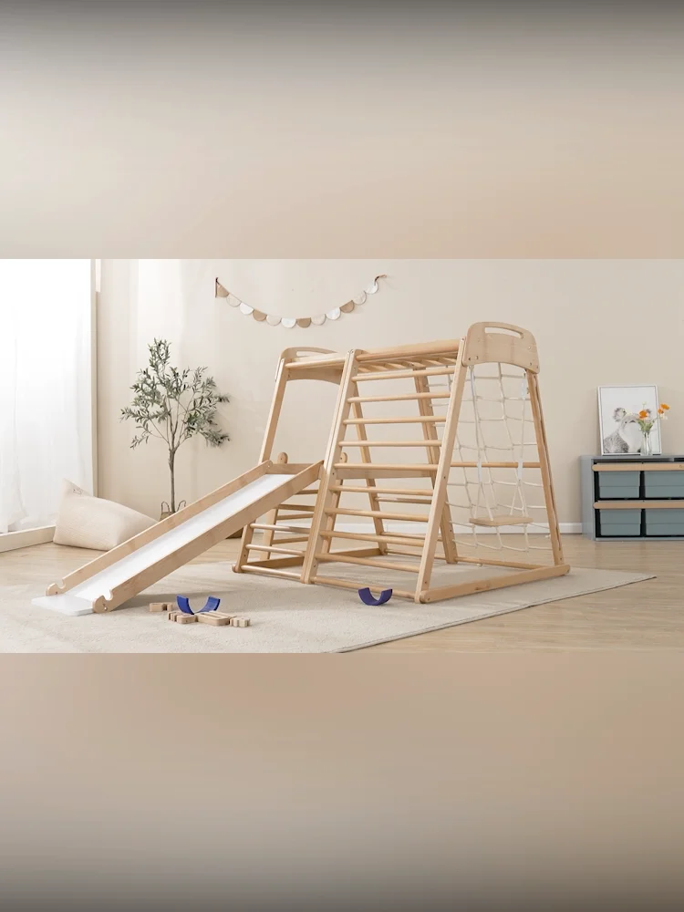 Boori Kindergarten Children Wooden Climbing Frame Indoor 3 In 1 Wood ...