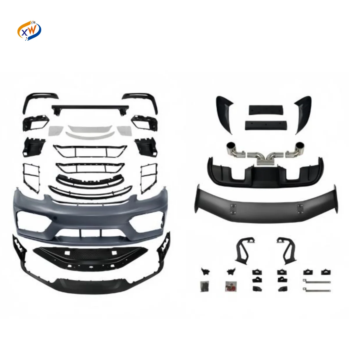 For Porsche 718 GT4RS bodykit upgrade: rear apron, tail wing, side air ...