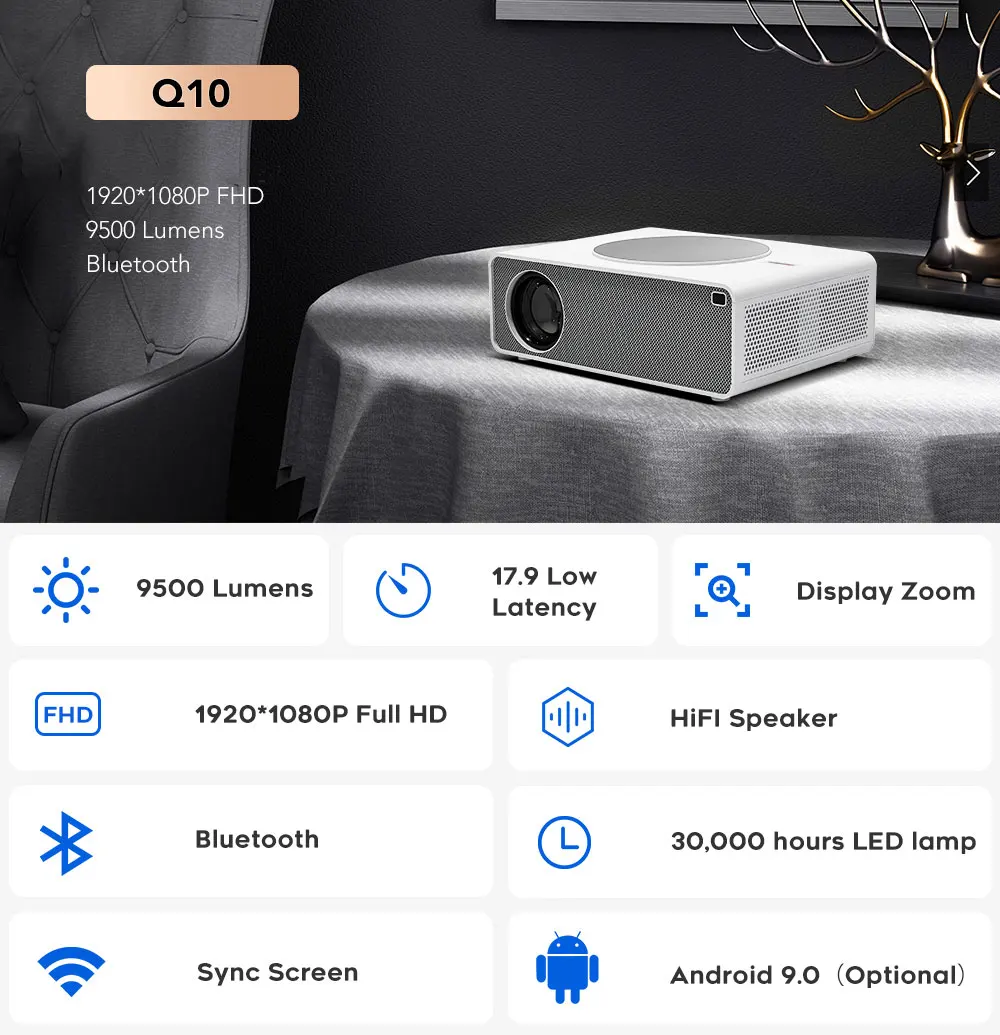 Touyinger Q10 Smart Android Beamer Portable Mini Projetor Outdoor ...