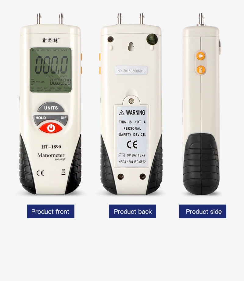 Manometer Pressure Meter 11 Selectable Units Differential Pressure ...