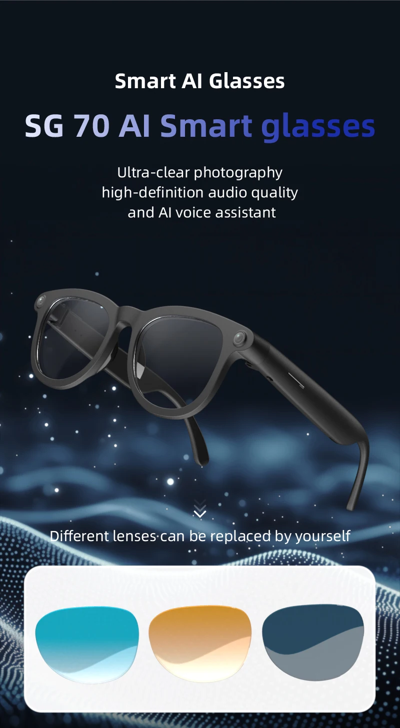 SG702025 ARAI Wearable Fashion Smart Glasses Music smart glasses with ...