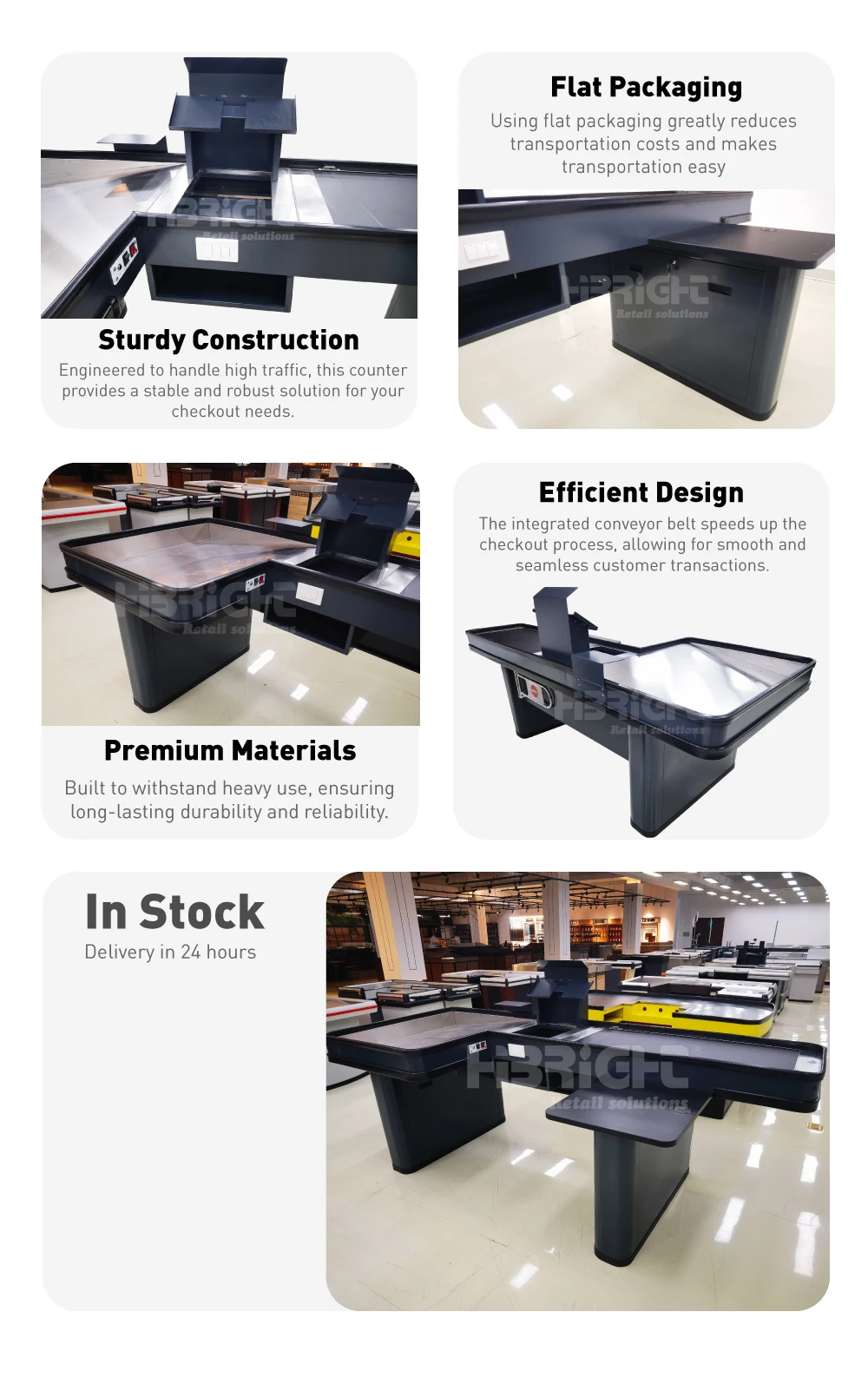 Supermarket Motorized Electrical L2800mm Checkout Counter with Conveyor ...