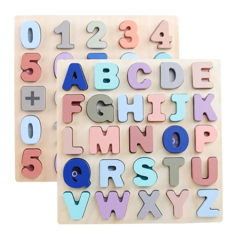 Didactic Learning Wooden Puzzle Toys Learning Letters Numbers Puzzle ...