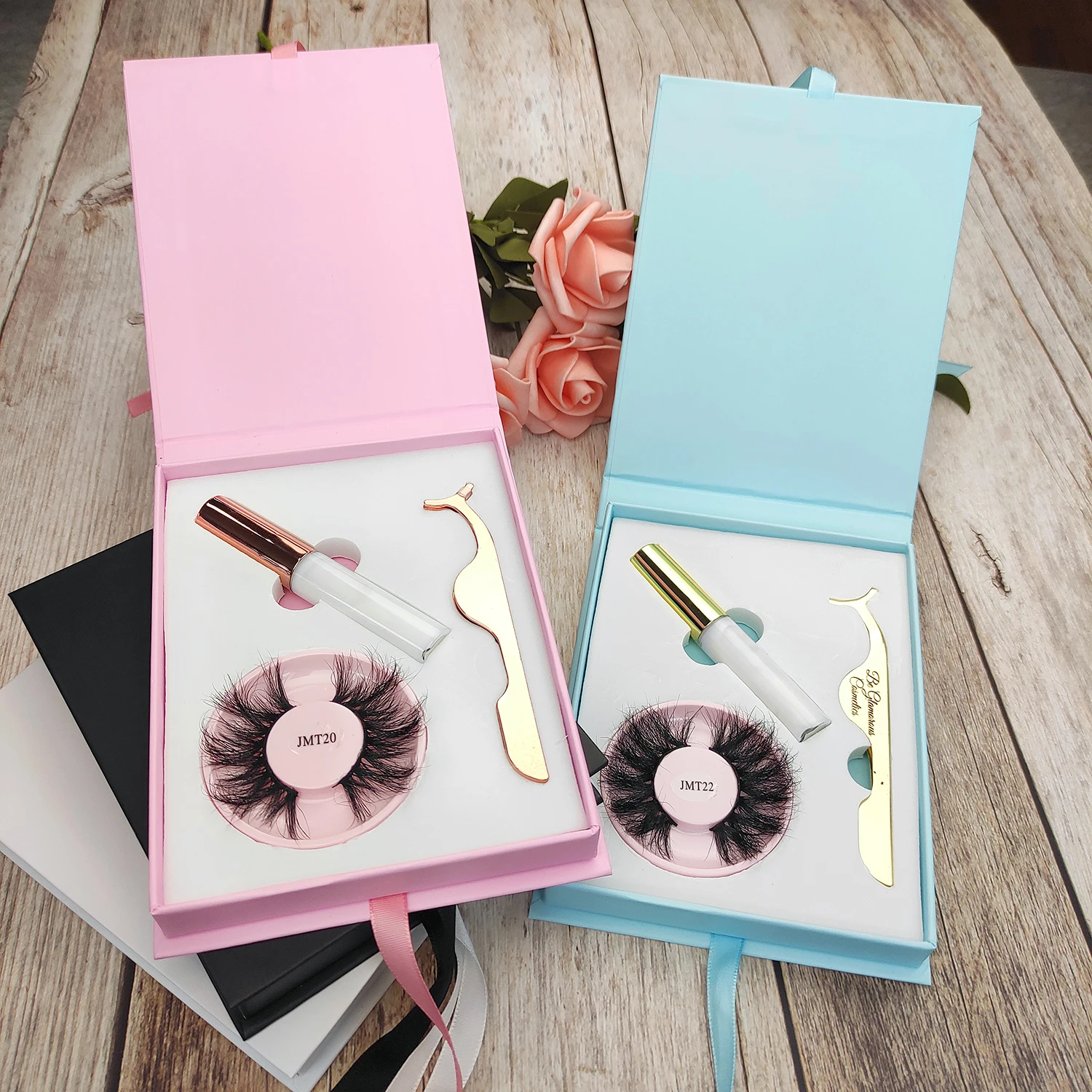 Eyelash Box Sets - Elegant Packaging with Glue & Tweezers