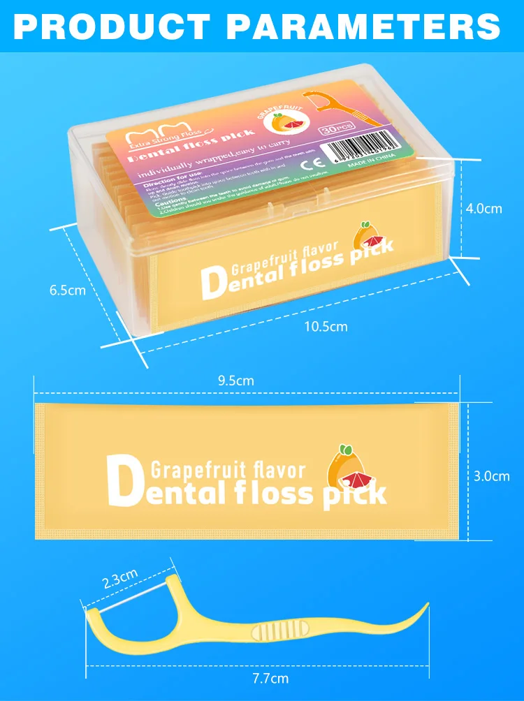 30 Picks Individually Wrapped Box Dispenser Mint Fruit Flavor Flosser ...