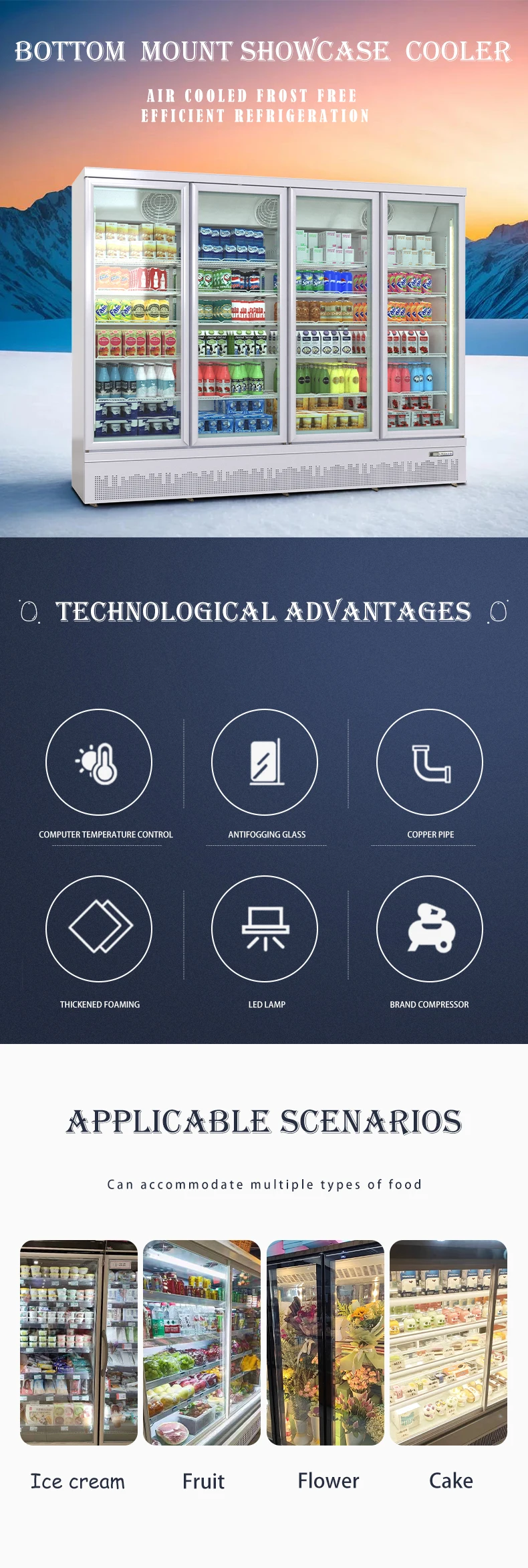 Commercial Cooler Upright Beverage Refrigerator Drinks Fridge ...