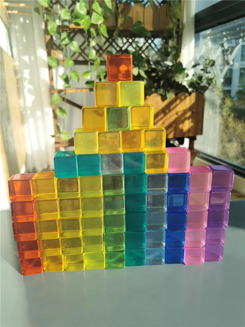Rainbow Lucite Cube Stacking Building Blocks - Eco-Friendly Toys