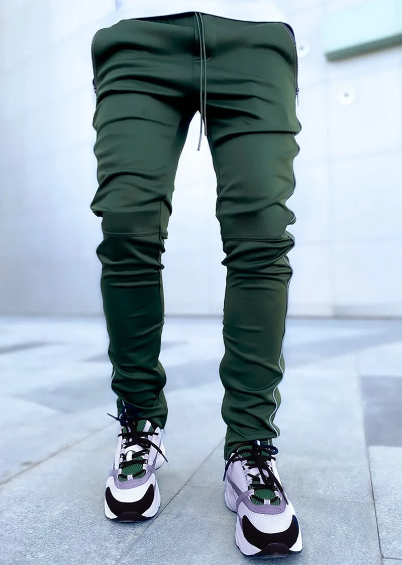 Custom LOGO High Quality Reflective Stripe Men's Stacked Joggers Pants ...