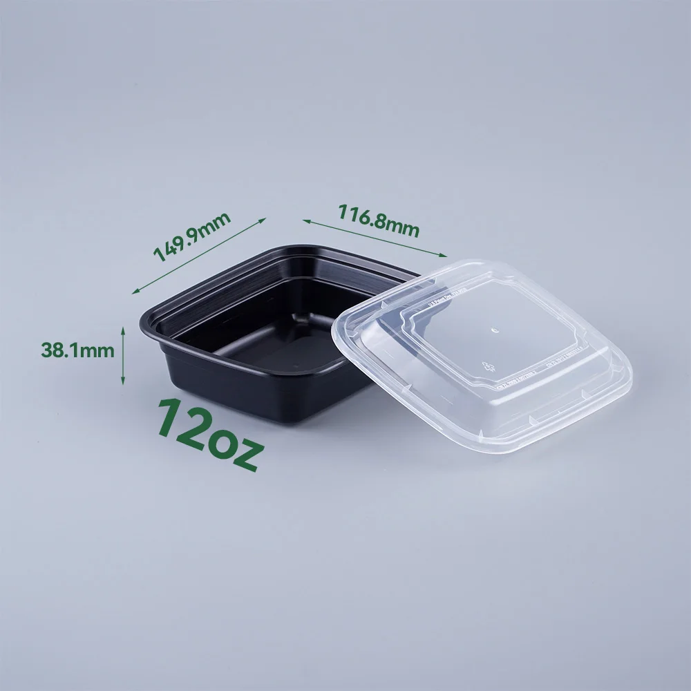 Disposable Microwavable Plastic Food Containers 12-38oz for Meal Prep ...